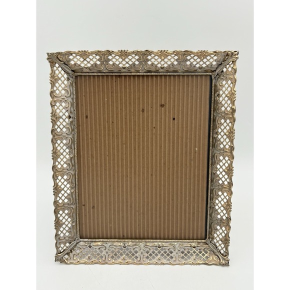 Accents | Vintage Filigree Metal Photo Frame Gold White Lattice ...